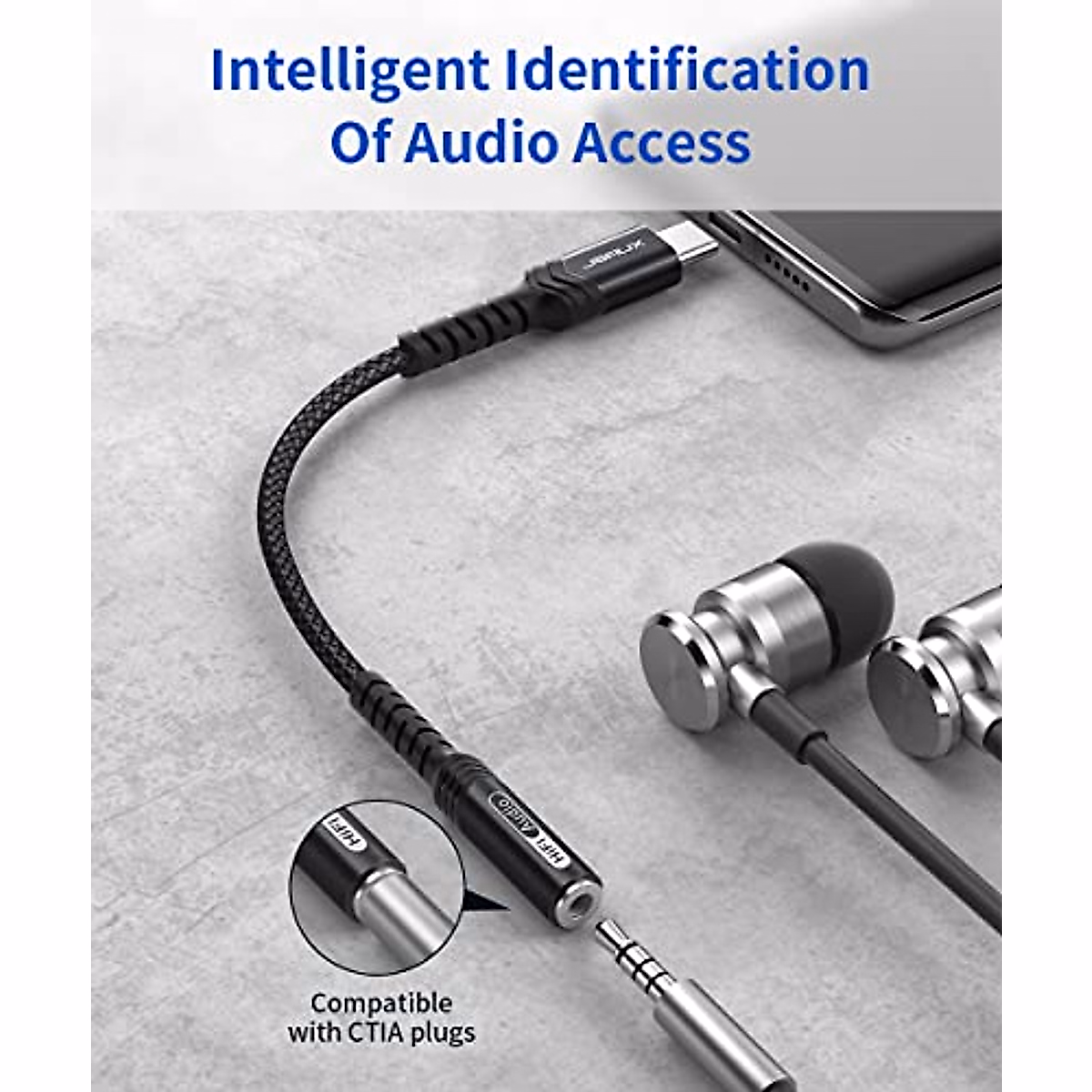 JSAUX 2-Pack USB C to 3.5mm Audio Headphone Adapter, Type C to Aux Jack Adapter Right Angle Dongle with DAC Chip Compatible with Samsung S22 S21 S20 Plus Ultra, Pixel, OnePlus, iPad Pro etc -Black