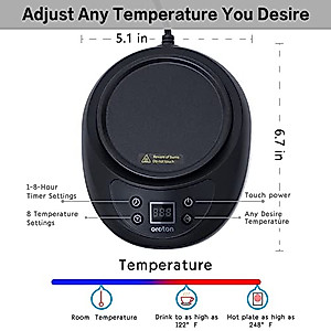 Oroton Coffee Mug Warmer&Cup for Office Desk Use,1-8 Hour Timer Settings,Electric Beverage Warmer with 8 Temperature Settings, Coffee Warmer Plate for Cocoa Tea Milk with Auto Shut Off