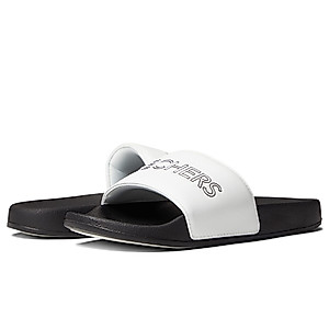 Skechers Women's Shower Slide Sandal, White/Black, 6