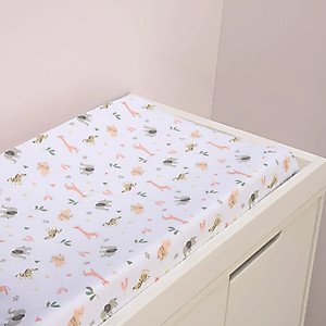 Trend Lab Sweet Jungle 100% Soft Cotton Percale Changing Pad Cover, Fits A Standard Changing Pads