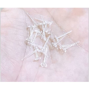 Elfstone 3mm Invisible Plastic Earrings Blank Pins Stud Tiny Head Findings DIY Supplies (200 pieces/100 Pairs)