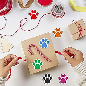 Paw Prints Stickers,(1 Inch/ 500 Stickers) Dog Stickers Dog Puppy Paw Prints Stickers,Colorful Self-Adhesive Labels Animal Decal,Paw Prints Envelope Seal for Classroom Kids (Black+Multi, 1 Inch)