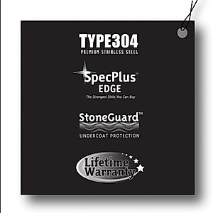 Houzer MS-1708-1 Club Series Undermount Stainless Steel Square Bowl Bar/Prep Sink