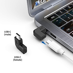 Right Angle USB C Adapter (2 Pack),3.1/10Gbps Right & Left Angled 90 Degree USB Type C Male to Female Extension Connector for MacBook Pro,Nintendo Switch,Laptop,Tablet,Mobile Phone,Oculus Quest Link