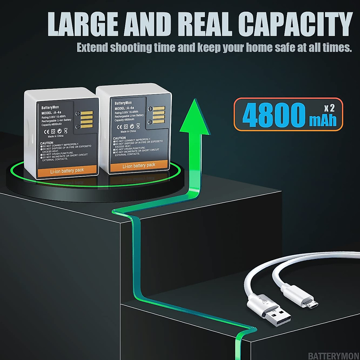 2Pack Rechargeable Batteries for Arlo Pro 4 Pro 3 Ultra 2 and Ultra Camera, LCD Dual Charger for Arlo Pro5 Pro4 Pro3 Ultra Ultra2 Camera A-4a Battery VMA5400 VMC4040P