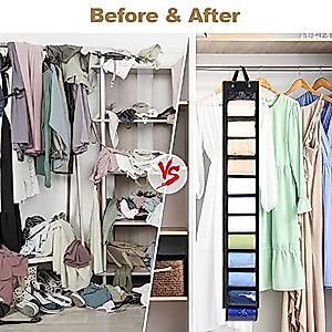 PITCH + PULSE Legging Storage Organizer, 24 Roll Independent Clear Compartments Hanging Closet Organizers and Storage for Clothes, Foldable Space Saving Bags