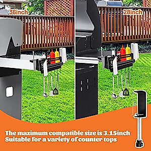 Qoyntuer Griddle Caddy for 28"/36" Blackstone Griddles/Prep Cart Accessories, Grill Caddy Space Saving BBQ Accessories Storage Box with Magnetic Tool Holder/Paper Tower/Knife Shelf/6 S-Hooks