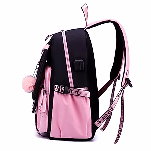 17" Nezuko Backpack Tanjiro Anime Bag Laptop Backpacks Daypack for Women Men (Nezuko-Pink)