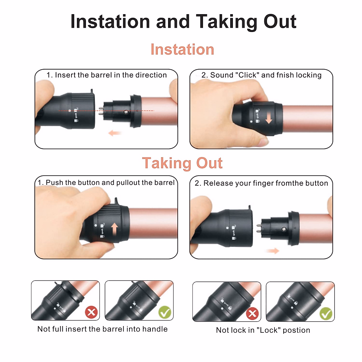 Curling Iron Wand Set, Curling Wand 3 in 1 Hair Curling Wands Interchangeable Ceramic 0.35-1.25inch Barrel Hair Curler, with Heat Resistant Glove