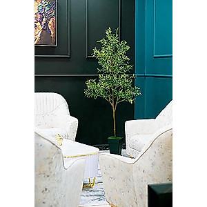 Artificial Olive Tree 6FT for Home Decor Indoor Bonus 20 ft String Light .Olive Trees Artificial Indoor Tree-Faux Olive Tree 6FT,Fake Olive Tree Faux Trees Indoor Tree,Faux Tree,Olive Tree Artificial.