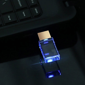 64GB USB 2.0 Flash Drive Novelty Gold Crystal LED Light Glass Transparent Rectangle Shape Pen Drive Thumb Drive Memory Stick Memoria USB Pendrive Wedding Gift