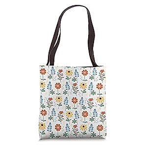 Texas Wildflowers with Bluebonnets Pattern Tote Bag