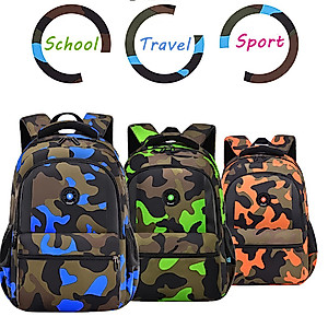 Ladyzone Camo School Backpack Lightweight Schoolbag Travel Camp Outdoor Daypack (Camo Orange) LZ003 One Size