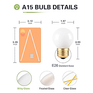 LUMILECT Frosted E26 LED Ceiling Fan Bulbs, Dimmable, A15 LED Small Globe Bulb 25W Equivalent, Soft Warm 2700K, Milky Glass, 2 Watt E26 Standard Base Appliance Light Bulb, 6 Pack