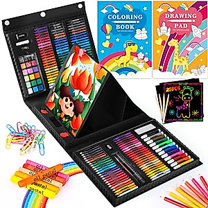 iBayam Art Kit, 251-Pack Art Supplies Drawing Kits, Arts and Crafts Gifts Box for Kids Teen Girls Boys, Art Set Case with Trifold Easel, Scratch Paper, Sketch Pad, Coloring Book, Crayons, Pencils