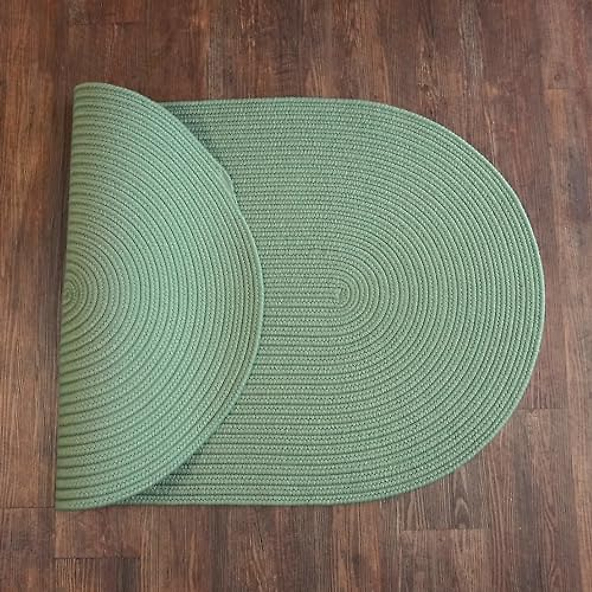 Colonial Mills Delicious Braided Reversible Solid 2X4 Scatter Throw Rug - Palm, Handcrafted in USA, Woven Texture, High Traffic, Entry, Kitchen, Living Room, Bed, Bath, Foyer, Porch - 2' X 4' Oval