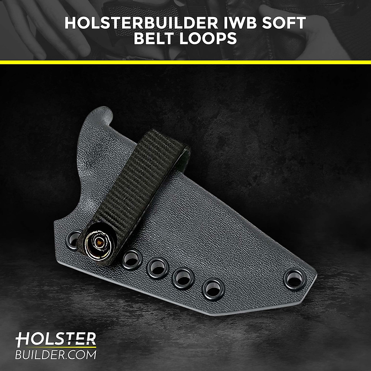 HolsterBuilder IWB Soft Belt Loops - Holster Accessories with Dot Cap for Better Security - Heavy-Duty Holster Clip Works with 1.5" & 1.75" Belts - Kydex & Sheath Belt Loops with Hardware Kit (Pair)