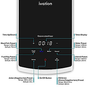 Ivation Multipurpose Ozone Sterilizer for Air & Water | Portable Home Deodorizing & Disinfecting System with LED Control Panel, Ionizer, Tube & Diffuser Stones | Purify Toothbrushes, Baby Bottles, Etc