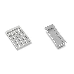 madesmart Classic Mini Silverware Tray - White & Classic 9.8 x 3.8 Bin - White | CLASSIC COLLECTION | Multi-Purpose Storage Organizer | Soft-grip Lining and Non-slip Rubber Feet