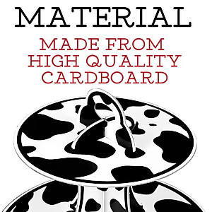 2 PCS 3-Tier Cow Print Stands Cardboard Cow Print Round Cardboard Stand Farm Animal 2 Cow Print Cupcake Stands 3 Tier Cupcake Holder Perfect for Cow Boy Party Cow Print Supplies