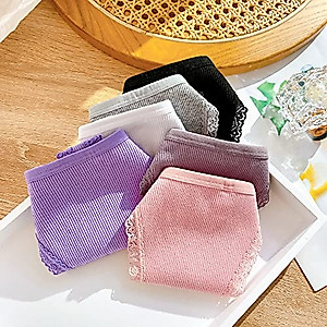 FINETOO Adjustable G String Thongs for Women Cotton Underwear Low Rise T-back Sexy Tangas Lace Trim Breathable 6 Pack S-XL