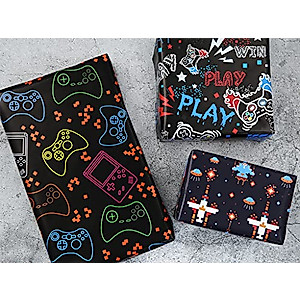 Gaming Birthday Wrapping Paper for Kids Boys Girls Video Game Lover, 4 Style Video Game Wrapping Paper, 8 Sheets Folded Flat 20x28 Inches Per Sheet