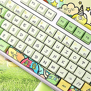 JSJT Custom Keycaps 135 Keys Cartoon Anime Keycaps XDA Profile Magical Elves Themed Keycaps PBT Dye Sublimation Keycaps Suitable for ANSI/ISO Layout Cherry MX Switch Mechanical Keyboards