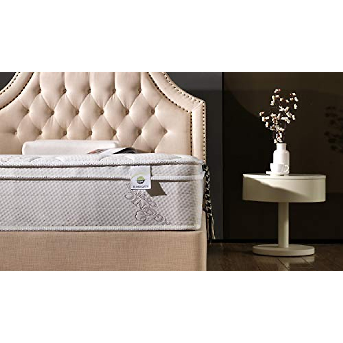 Oliver Smith - Organic Cotton - 12 Inch - Deluxe Sleep - Plush Euro Pillow Top - Cool Memory Foam & Pocket Spring Mattress - Green Foam Certified - Size - Queen