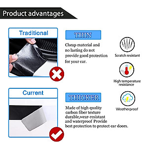 4PCS Cute Funny Cartoon Door Sill Protector with Tire Valve Stem Caps Set, Carbon Fiber Universal Door Sill Sticker Alloy Tire Caps Anti Scratch Decor Anime Car Accessories Set for Fan Gifts