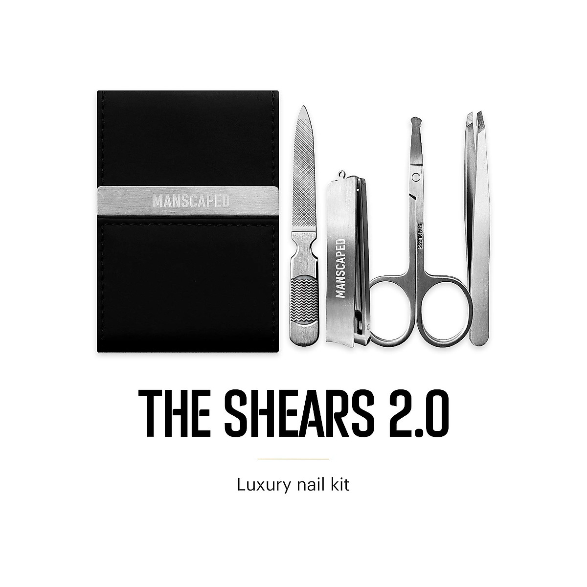 MANSCAPED® The Beard Hedger™ Tool Box Includes: Our Premium Beard Trimmer, The Weed Whacker® 2.0 Nose & Ear Hair Trimmer, The Plow™ 2.0, The Shears™ Four Piece Nail Kit, The Shed™ Toiletry Bag