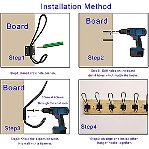 LLPJS Farmhouse Rustic Style Coat Hooks, Coat Rack Towel Hanger for Coats and Hats or Bags Clothes Hanging, Entryway Board Wall Mounted Hooks (6 Pack)