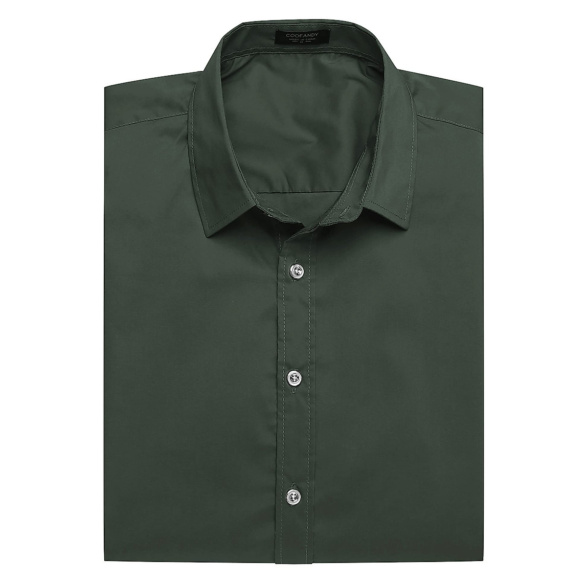 COOFANDY Men's Dress Shirts Slim Fit Wrinkle-Free Short Sleeve Casual Button Down Shirt Olive Green
