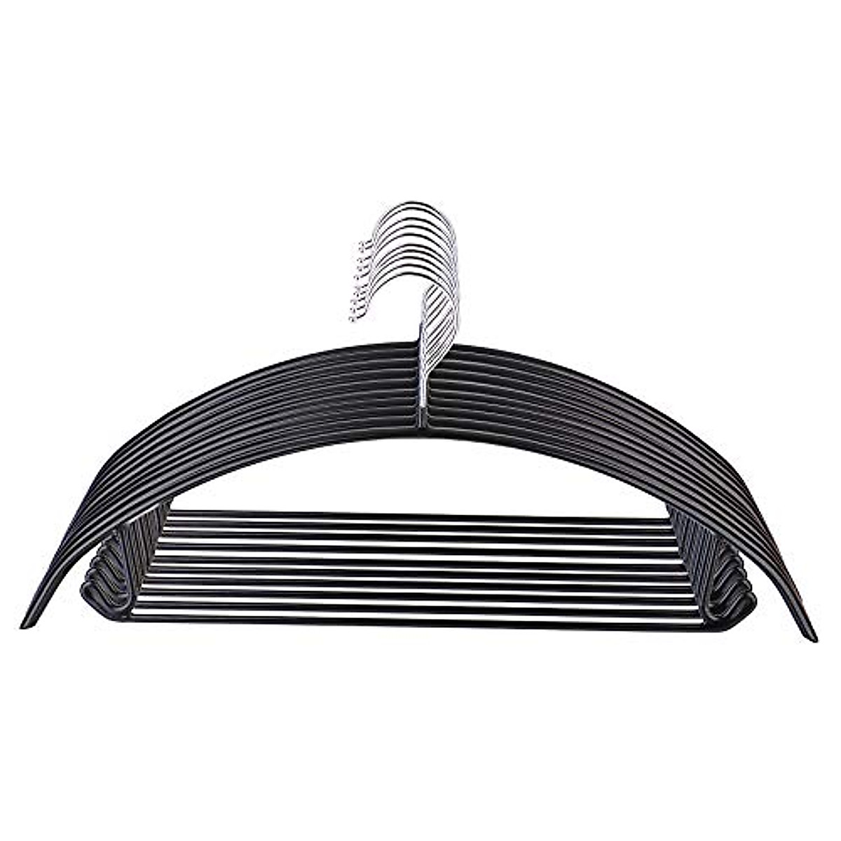 Tosnail 10 Pack Non-Slip Sweater Hangers with Pants Bar, Suit Hanger Coat Hangers, Shirt Hangers, Dimple and Crease Free Hanger Closet Organizer - Black