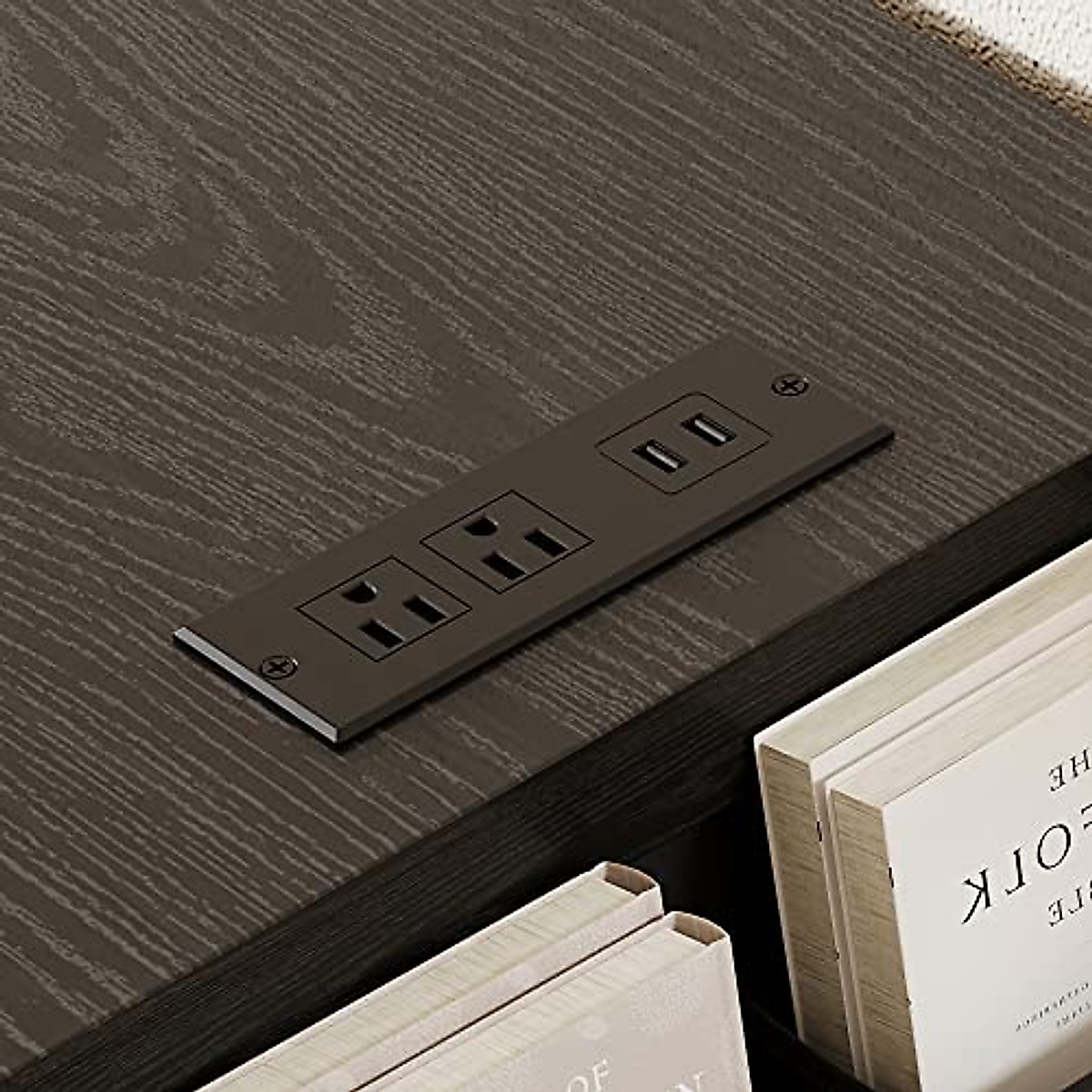 LIKIMIO Dresser for Bedroom 6 Drawer with Charging Station, TV Stand Storage Chest of Drawers for Living Room Hallway Entryway, MDF Board, Black