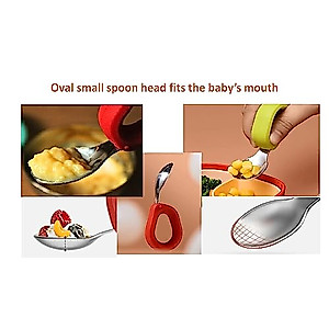 FAZLANIX Stainless Steel Toddler Fork and Spoon Set with Carry Case | Round Silicone Handle | Kids Safe Cutlery | Toddler Training Utensils | Self Feeding Toddler Silverware