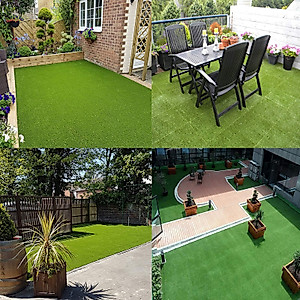 TONAHUTU Artificial Grass Turf Tile, 9 Piece 1'x1' Interlocking Fake Grass Mat Deck Tile Synthetic Grass Turf Green Lawn Carpet for Outdoor Garden Balcony Patio Decor (1.57in Height)