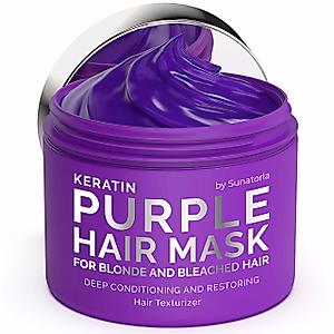SUNATORIA NEW Keratin Purple Hair Mask- Blonde Hair Purple Toner - Repair & Nourishment Treatment for Bleached, Brassy Hair - No Yellow Tones - Deep Conditioner for Color Treated Locks