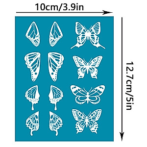 OLYCRAFT 4x5 Inch Butterfly Clay Stencils Butterfly Wings Silk Screen for Polymer Clay Insect Wings Silk Screen Stencils Mesh Transfer Stencils for Polymer Clay Jewelry Making