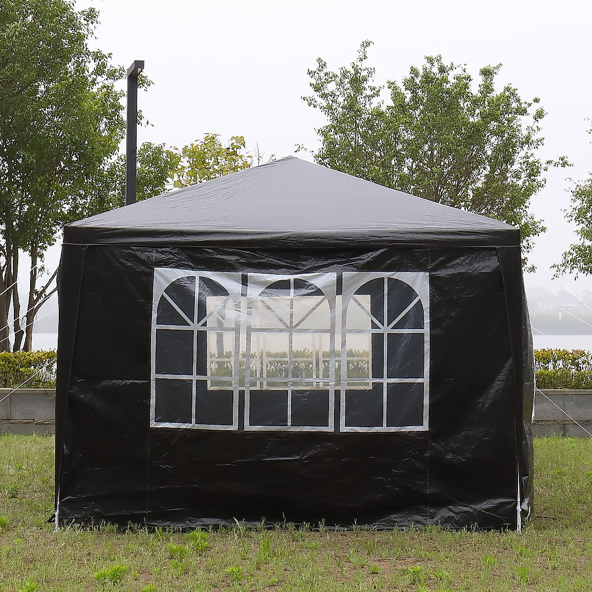 10' x 30' Party Tent,Wedding Tent with 8 Removable Sidewalls,Patio Canopy Tent, Outdoor Patio Gazebo with Spiral Tubes for Party,Wedding,BBQ, Waterproof (10' x 30'- 8 Removable Sidewalls, Black)