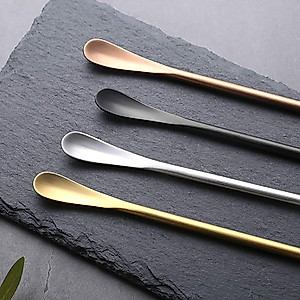 WUWEOT 8 Pack Stainless Steel Coffee Spoons, 5In Iced Tea Spoons Cocktail Stirring Spoons, Spice spoons with Short Handle (4 Colors)