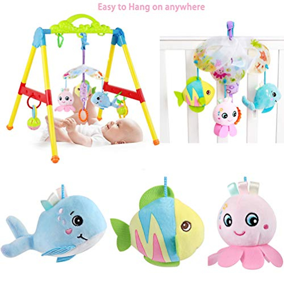 YOYIKER Baby Toys Stroller Toy Clip On Car Seat Toys for Infant, Babies Hanging Toy with Rattle for Toddlers Gift (Marine Animals)