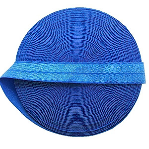 WEKIVA Silk Ribbon for Crafts,5 Yards 15mm Elastic Band Multicolor Fold Over Spandex Elastic Ribbon for Sewing Lace Trim Waist Band Garment Accessory (Color : Blue)