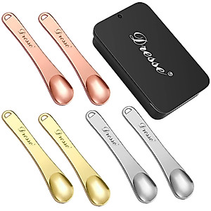 6 Pack Metal Makeup Spatula, Mini Spoon, Beauty Scoop for Facial Cosmetic, Face Mask (Silver,rose gold& Gold)