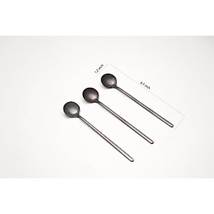 Spoons set 6pcs stainless black spoon, use for coffee mixing, tea, dessert cake ice cream spoon, ice tea, espresso, cocktail mixing spoon, home dinner, set of 6, 6.7-inch