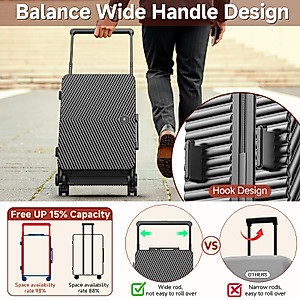 SOMODE Lightweight Carry On Luggage 20inch Wide Handle Suitcase,Travel Luggage (03-2-BLACK)