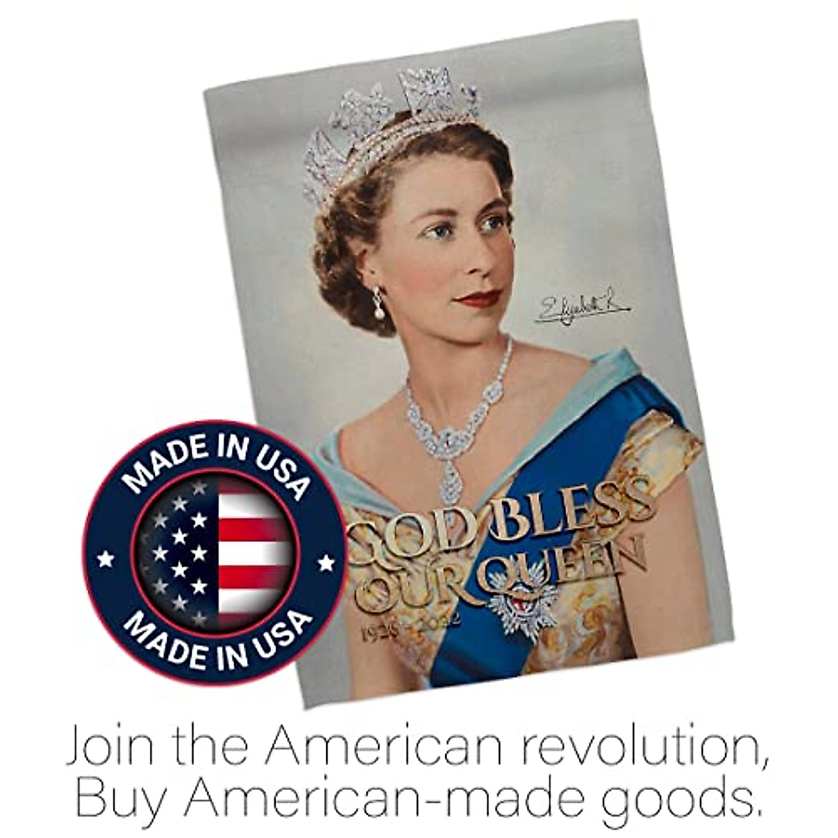 Queen Elizabeth II Flag Set Wood Dowel Sweet Life Sympathy Remembrance Memorial Bereavement Love Support Emotion Postive - House Banner Small Yard Gift Double-Sided 13 X 18.5