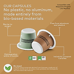 GRANA Nespresso Capsules, USDA Organic Coffee Caps Compatible with Nespresso Original Line Machines, 100% Arabica Single Source Clean Coffee, Compostable & Biodegradable Pods, 60 count, Variety Pack