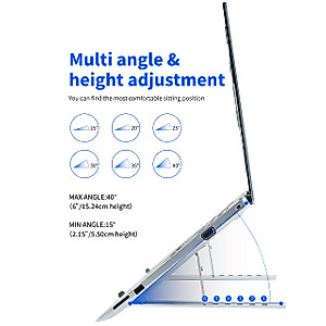 WEETEE Laptop Stand for Desk, Laptop Riser Adjustable Height for Ventilated Cooling, Aluminum Foldable Portable Laptop Holder Compatible with MacBook, Dell, Lenovo More 10-15.6"