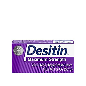 Desitin Maximum Strength Baby Diaper Rash Cream with 40% Zinc Oxide for Treatment, Relief & Prevention, Hypoallergenic, Phthalate- & Paraben-Free Paste, Travel Size, 2 oz (Pack of 6)