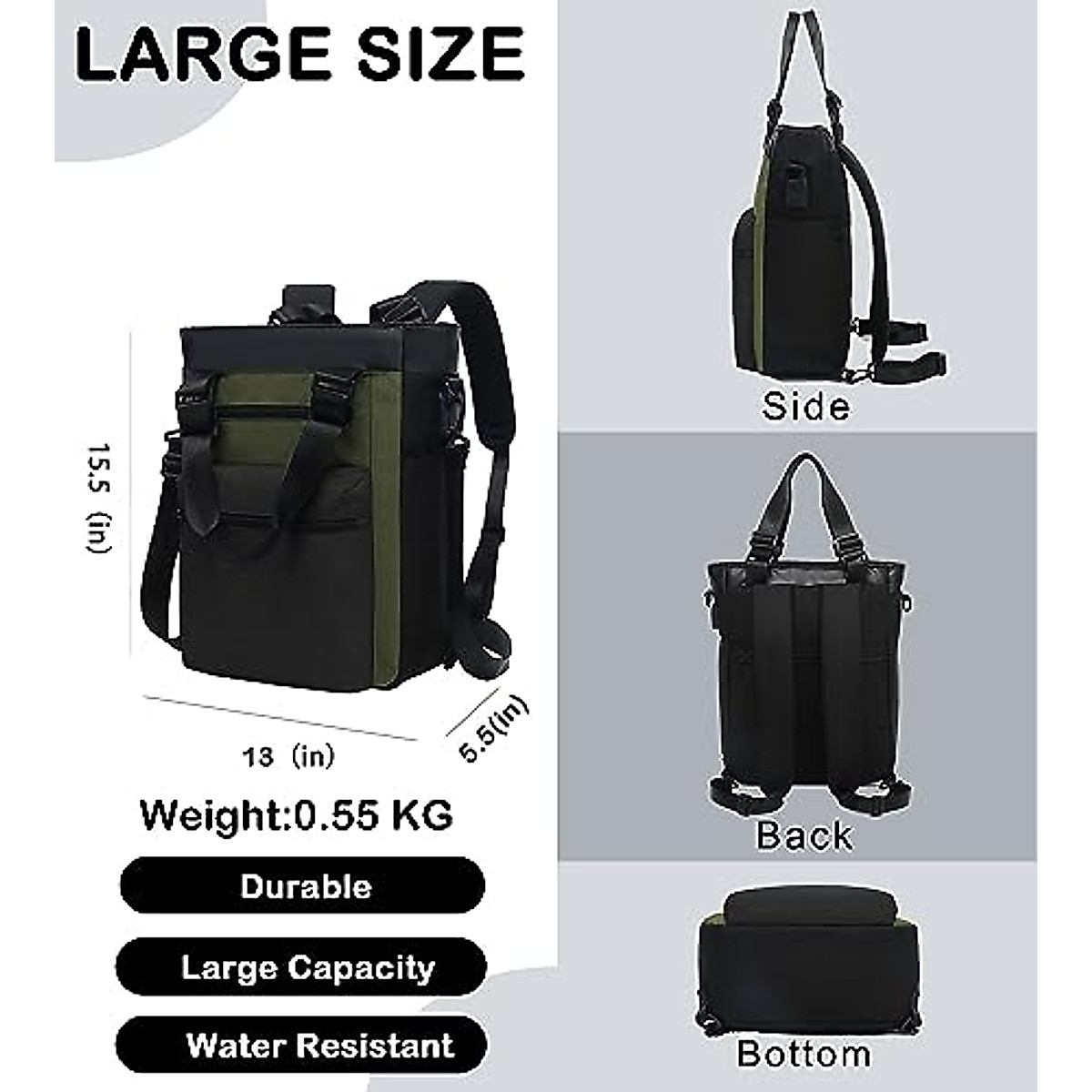 BASICPOWER Backpack Purse for Women Convertible Laptop Tote Work Bag Nurse Teacher Bag for Travel